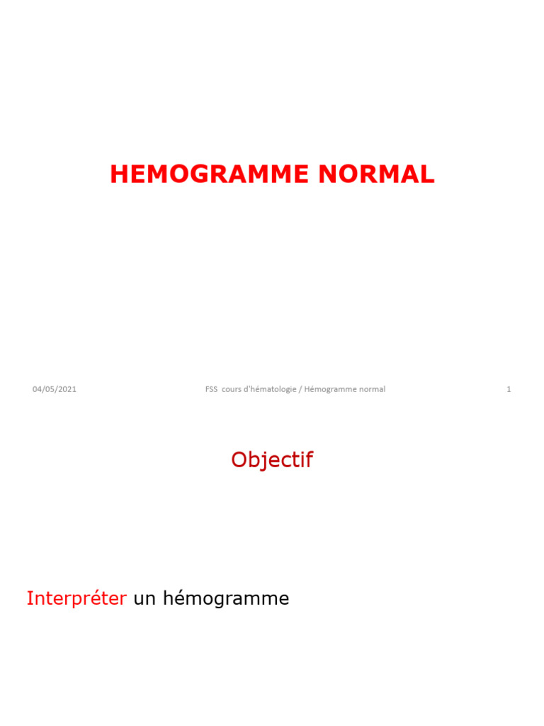 Hémogramme Normal | PDF