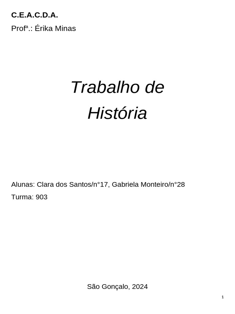 Trabalho de Historia 903 | PDF