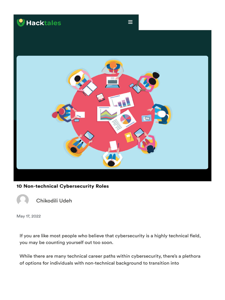 10 Non-Technical Cybersecurity Roles - Hacktales | PDF | Computer Security | Security