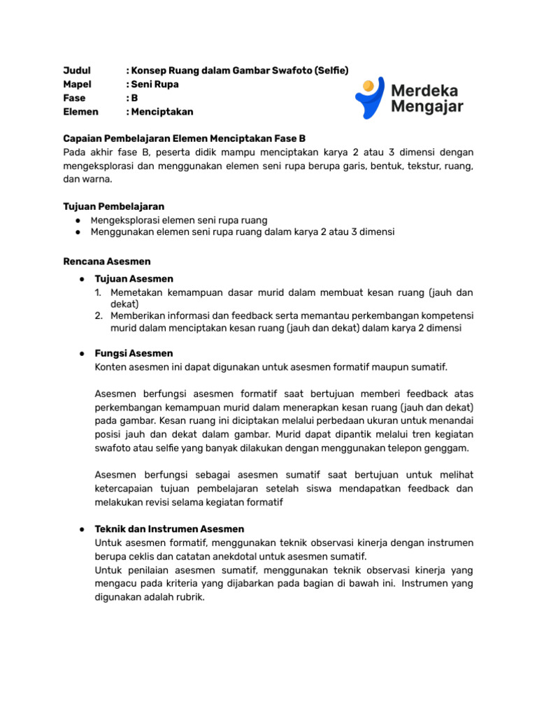 Gamabran Modul Ajar Seni Rupa 3sd | PDF