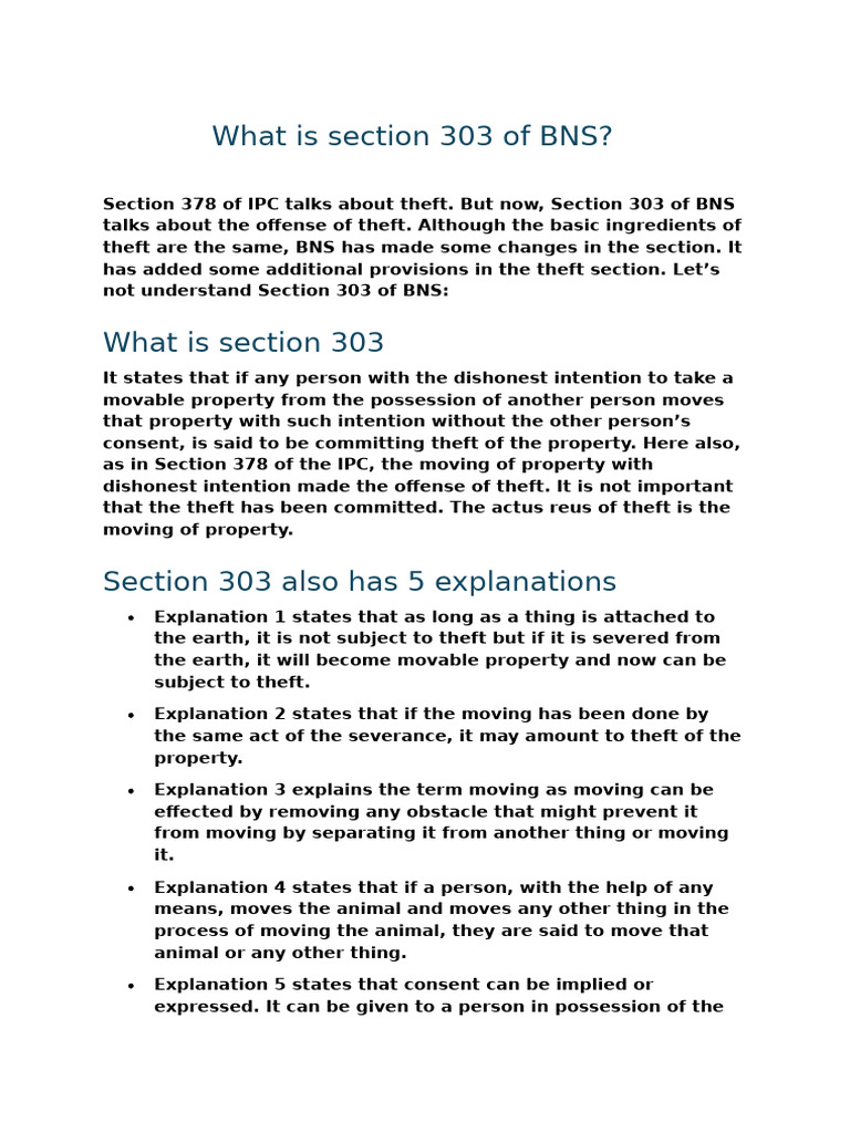 What is section 303 of BNS | PDF