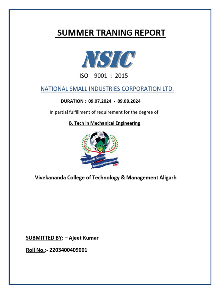 Ajeet Kumar Summer Training Report 2024 | PDF