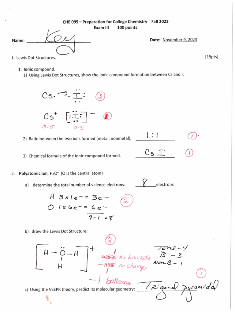 Answer Key, Exam III | PDF