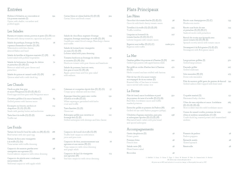 Carine A La Carte Menu Oct 17 | PDF