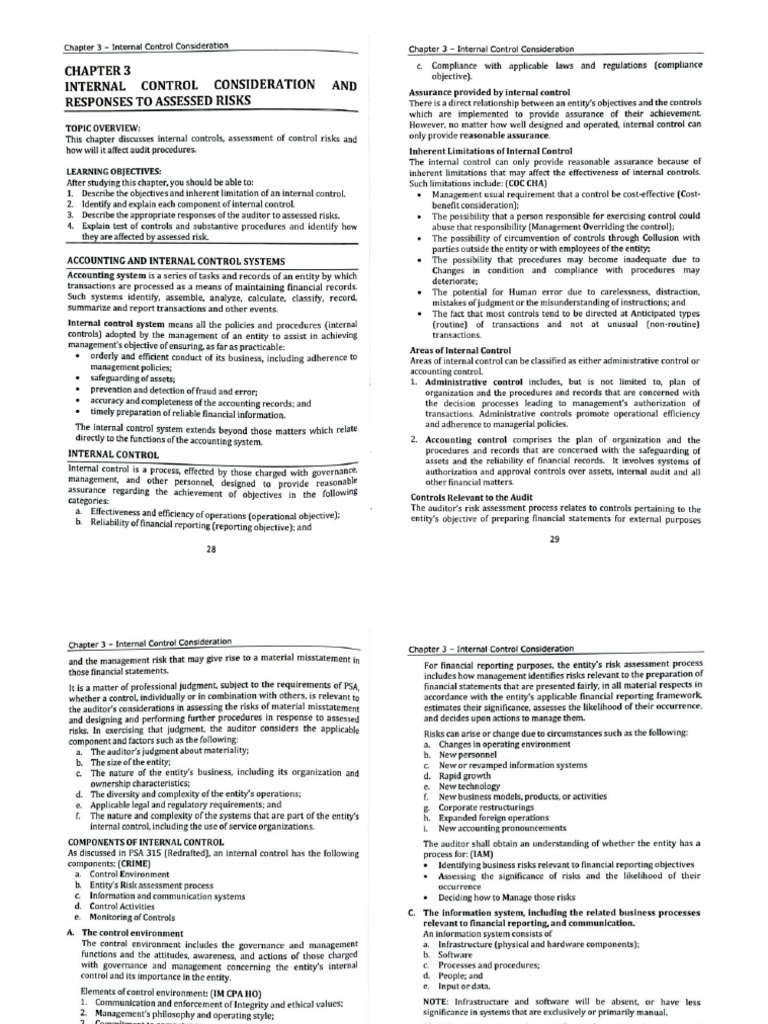 Chapter 3 - Internal Control Consideration | PDF