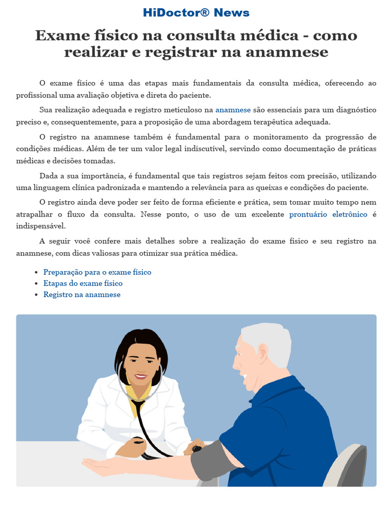 Exame Fisico Consulta Medica Anamnese | PDF