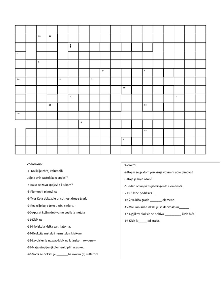 Križaljka Kemija 7c | PDF