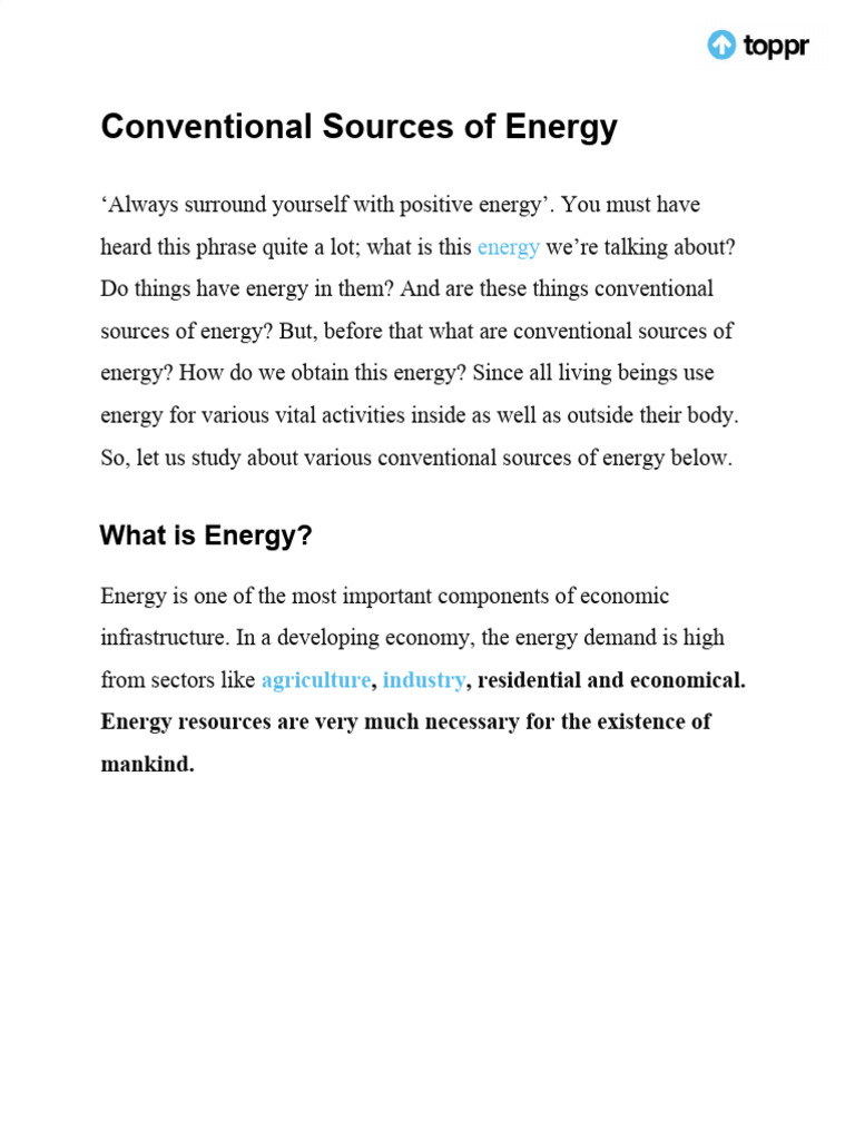 Class 10 Science Chapter 14 Sources of Energy Revision Notes | PDF