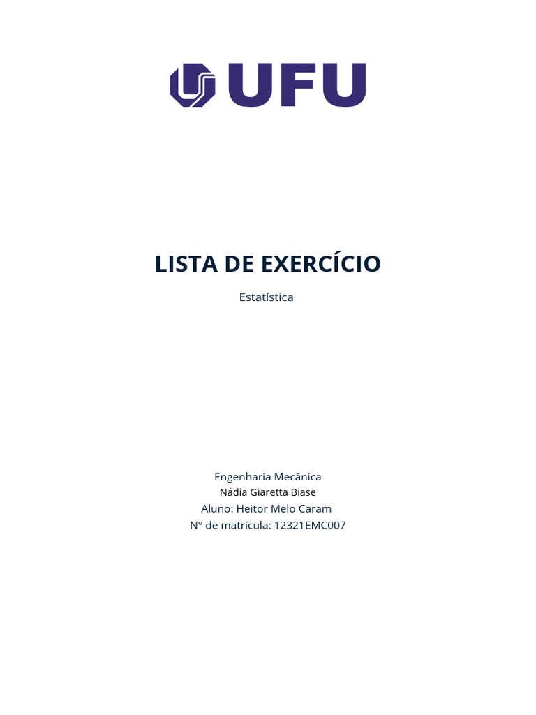 1° Lista de Exercício | PDF