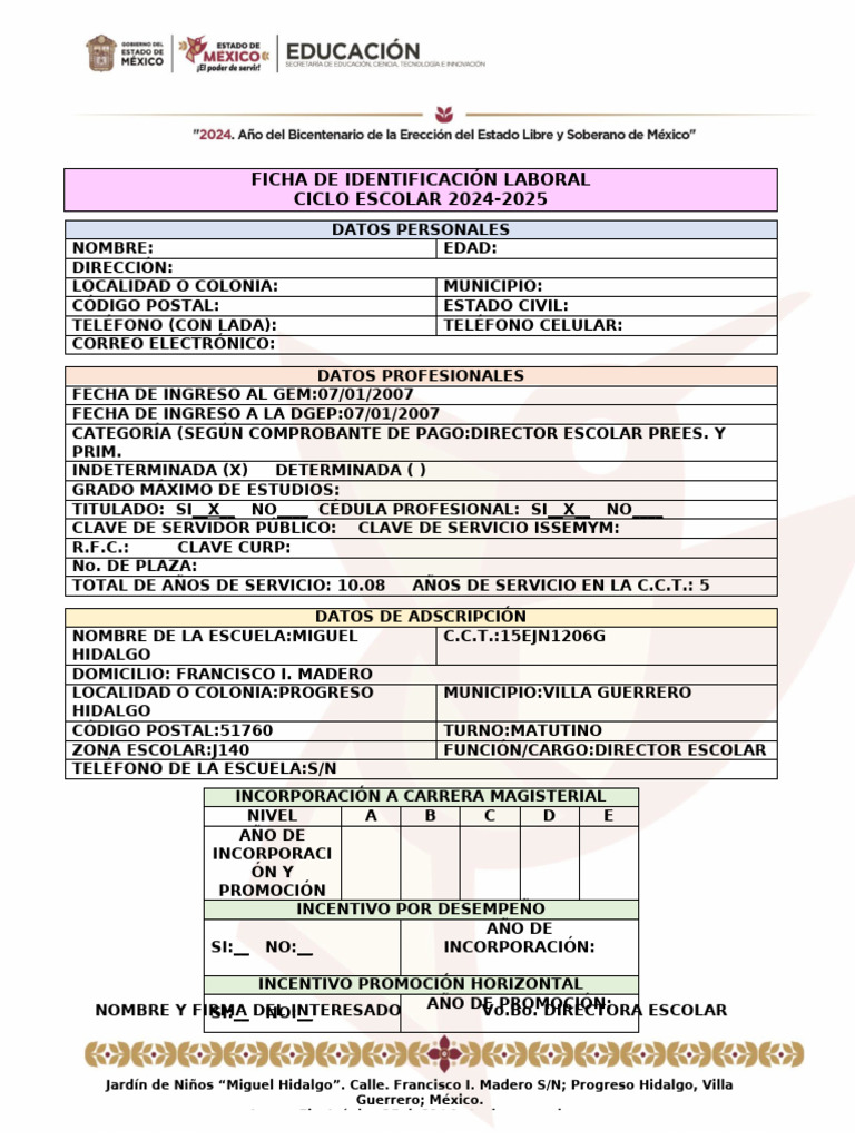 Ficha de Identificacion Laboral 24 | PDF
