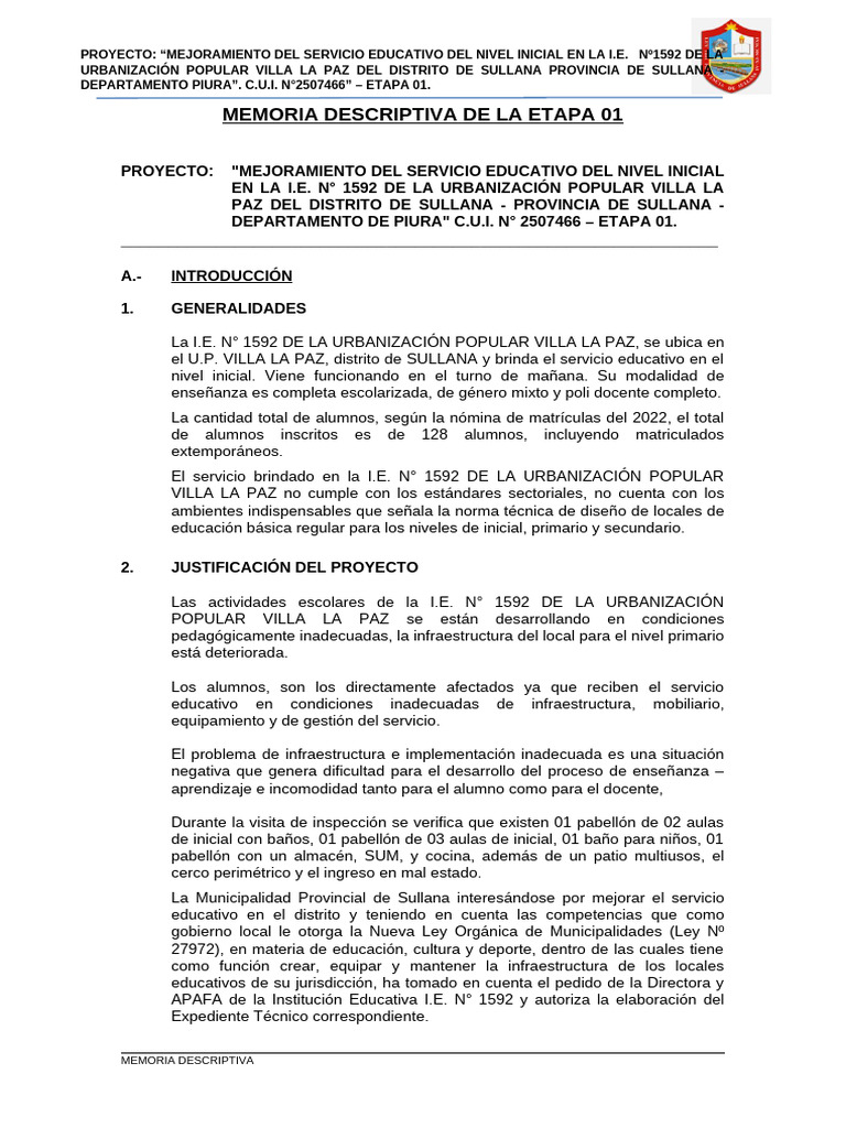 1.+memoria+etapa+01 20230928 101139 912 | PDF