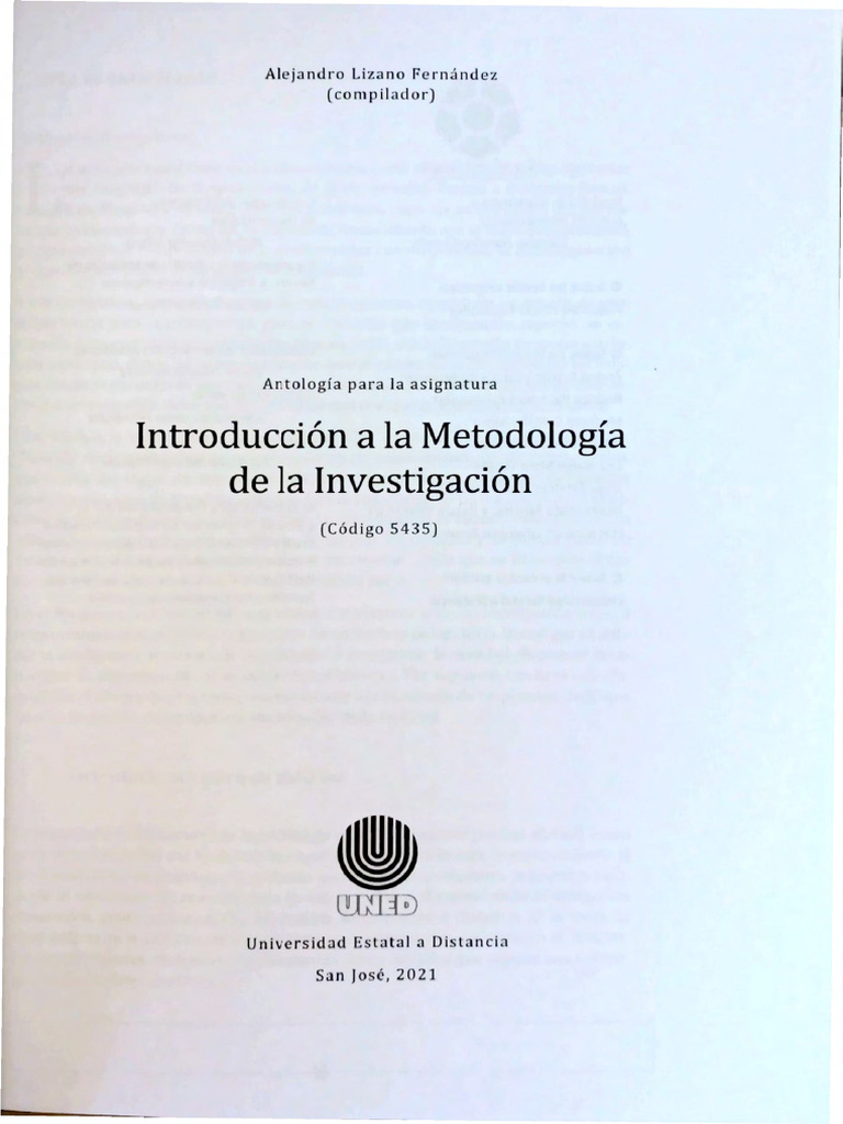 Introducción A La Metodología de La Investigación: Alejandro Lizano Fernández (Compilador) | PDF ...