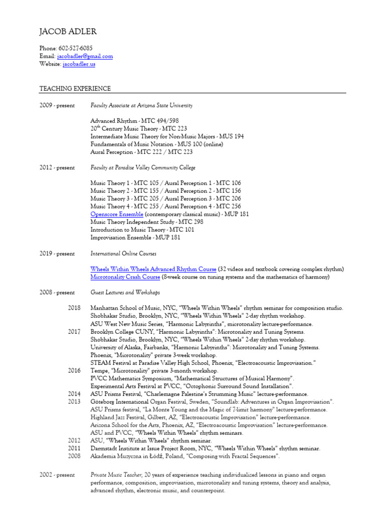 Jacob Adler - CV 2023 | PDF