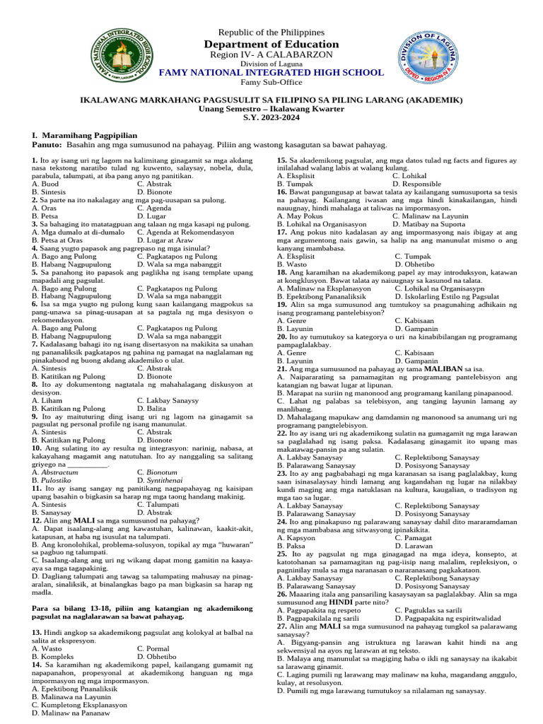 FPL-Akademik-2QEXAM-2023-2024 | PDF