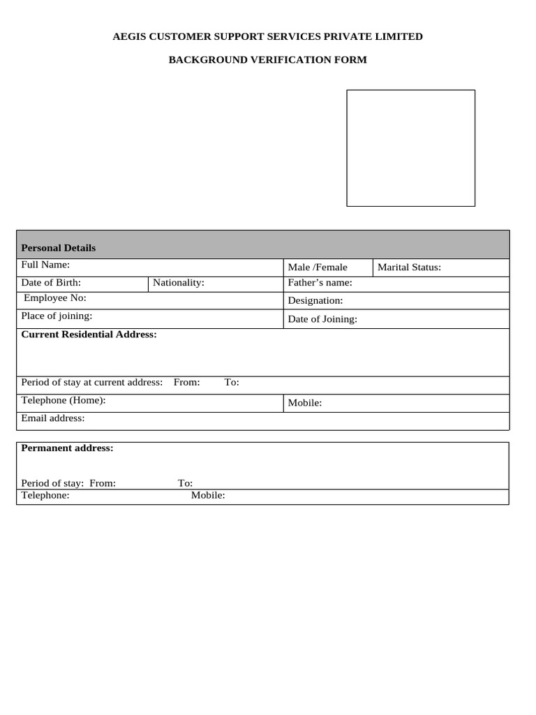 Background Verification Form | PDF | Justice | Career & Growth