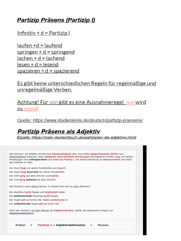 Partizip Präsens Als Adjektiv | PDF