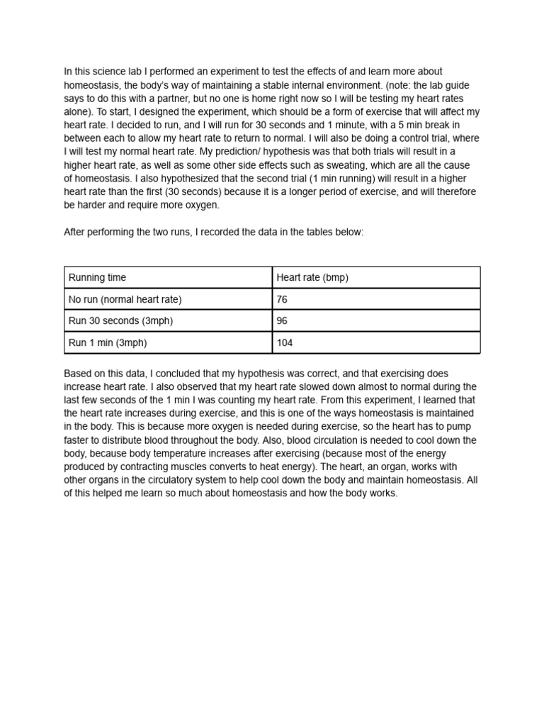 Homeostasis Lab | PDF