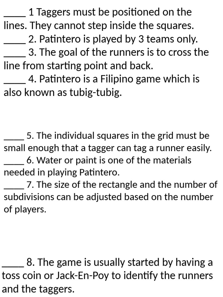 Patintero | PDF