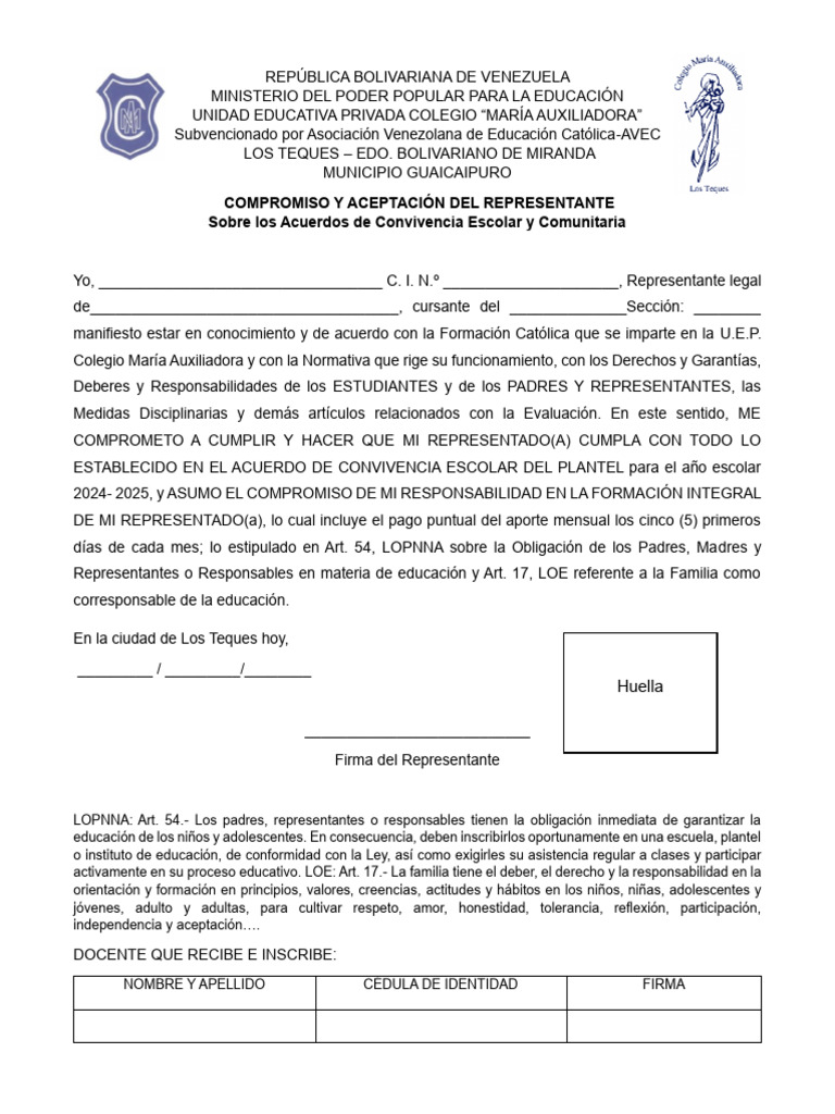 Normas y Compromisos Escolares | PDF | Color