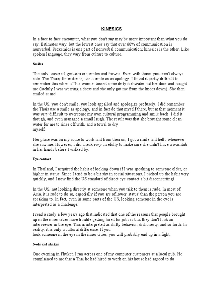 Kine Sics | PDF | Nonverbal Communication | Interpersonal Communication
