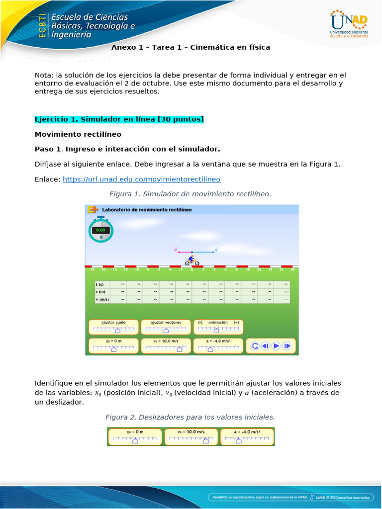 Anexo 1 - Tarea 1 Ejercicios Cinemática | PDF