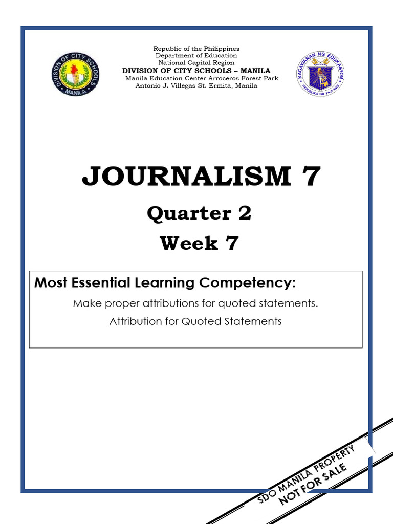 JOURNALISM 8 - Q2 - Mod7 | PDF