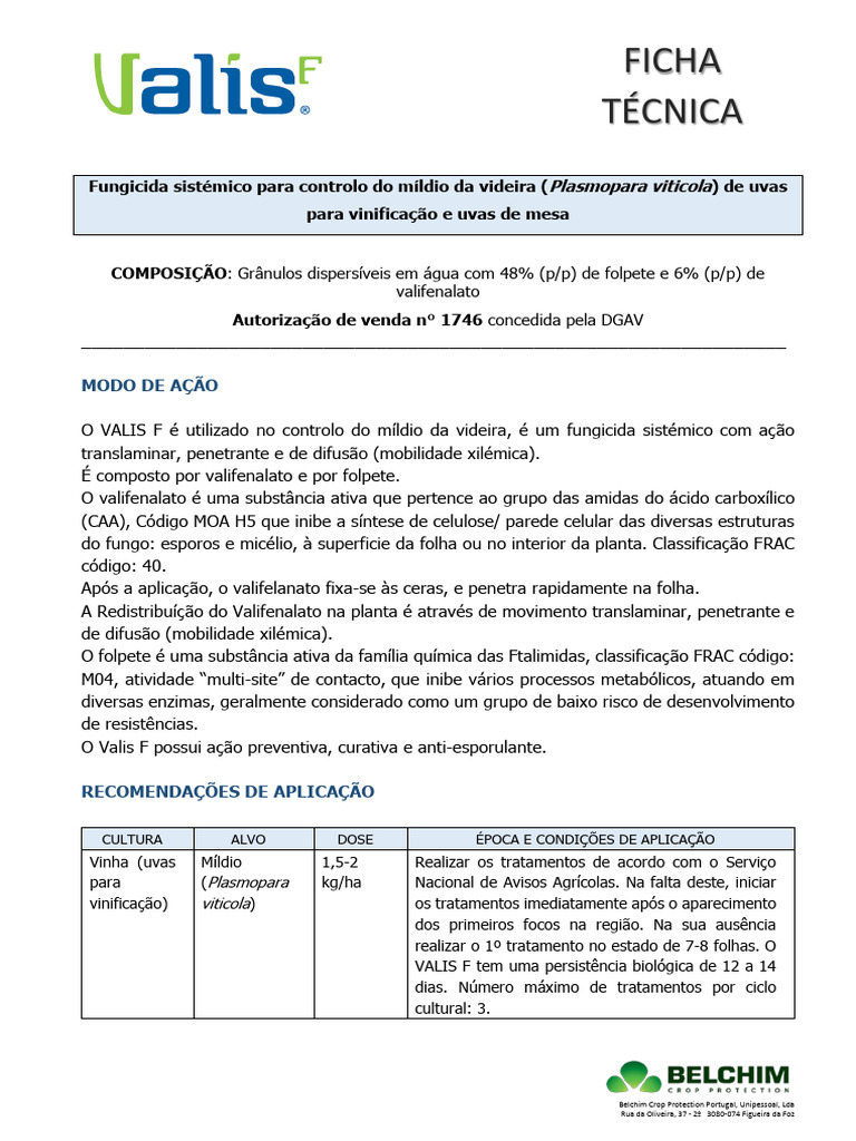 Valis F Ficha Tecnica Av 1746 | PDF