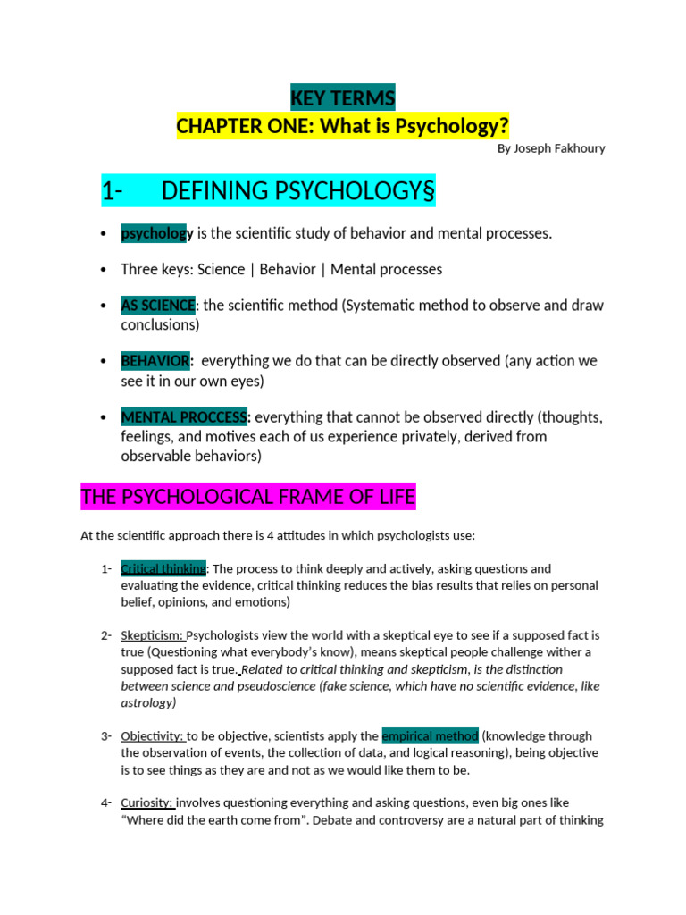 Psych 201 Chap 1 | PDF