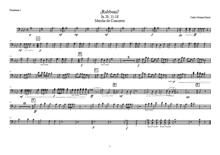 ¡Rabbuní! Marcha de Concierto - Trombone 2 | PDF