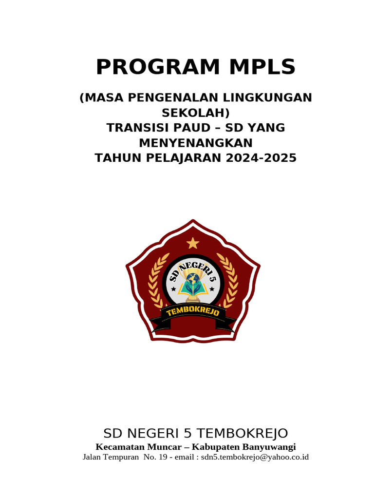 Program MPLS SD Negeri 5 Tembokrejo 2024-2025 | PDF