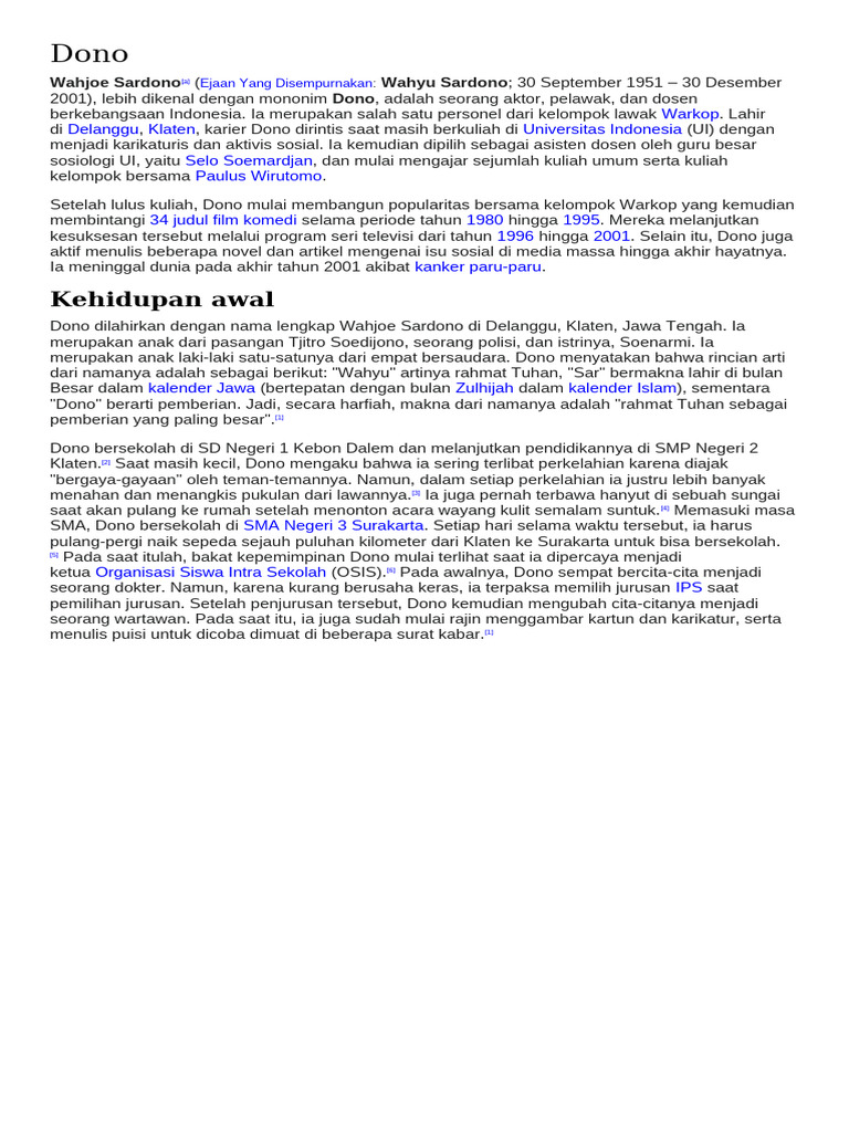 Biografi Wahyu Sardono DONO | PDF