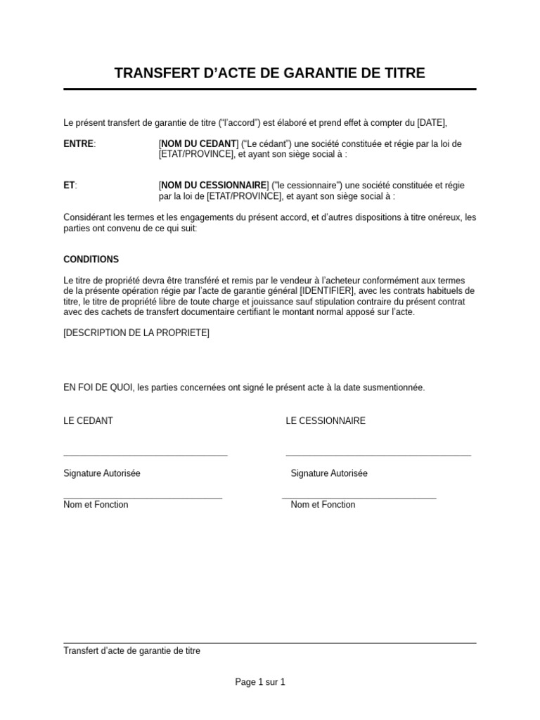Transfert D'acte de Garantie de Titre | PDF