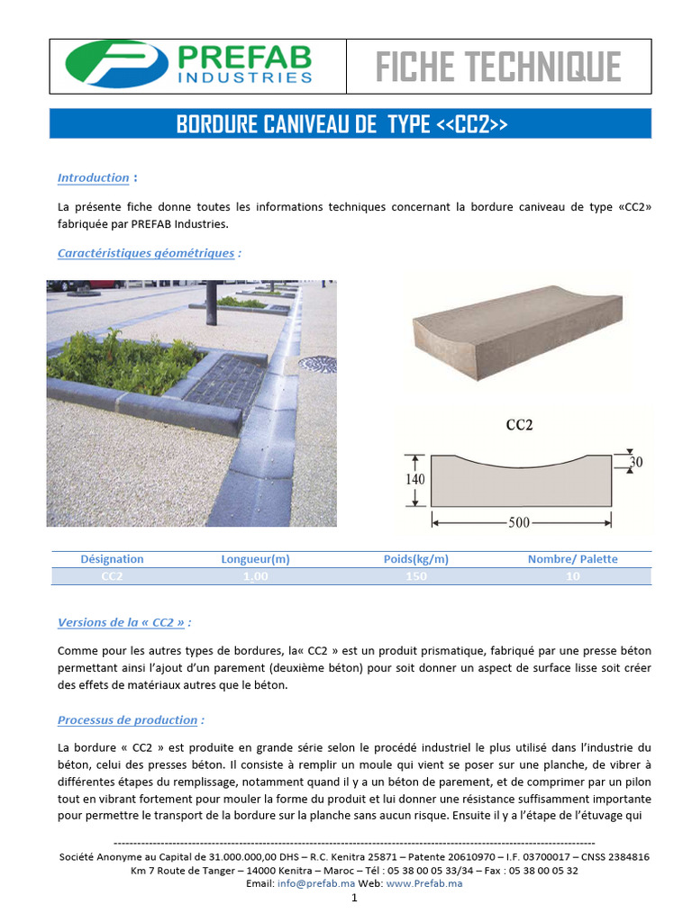Fiche Technique: Bordure Caniveau de Type | PDF