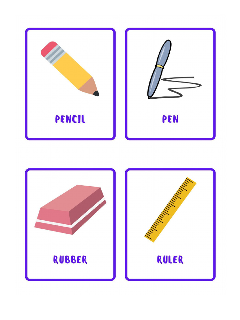 School Objects Flashcards | PDF