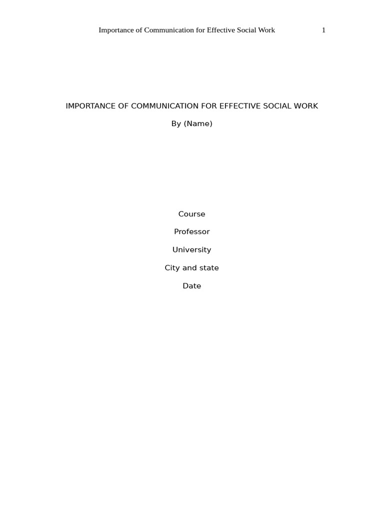 Importance of Communication For Effective Social Work | PDF | Social ...