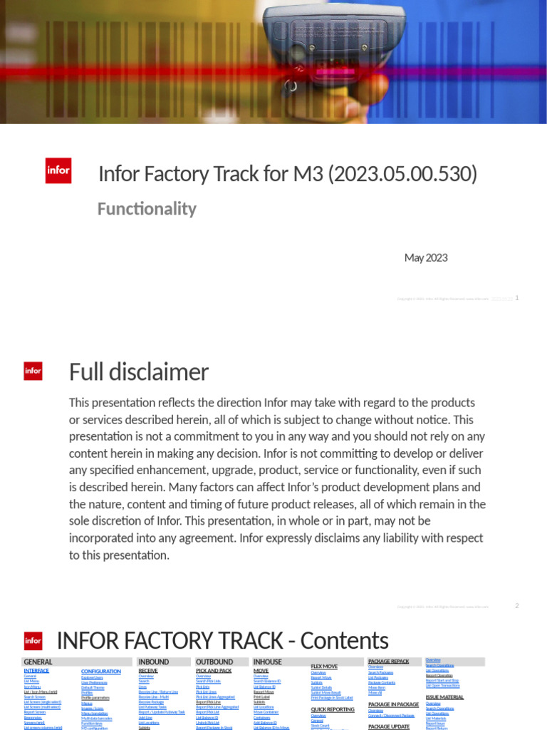 Factory Track M3 7.0 Functionality | PDF