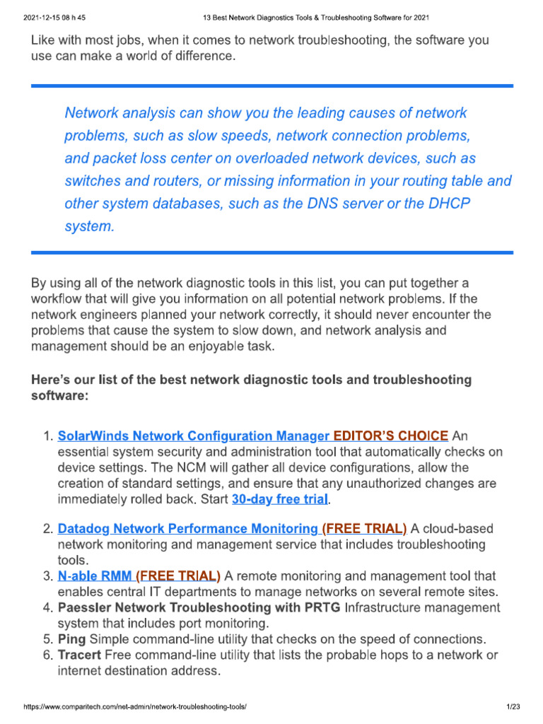 Network Diagnostic Tools REVISED | PDF