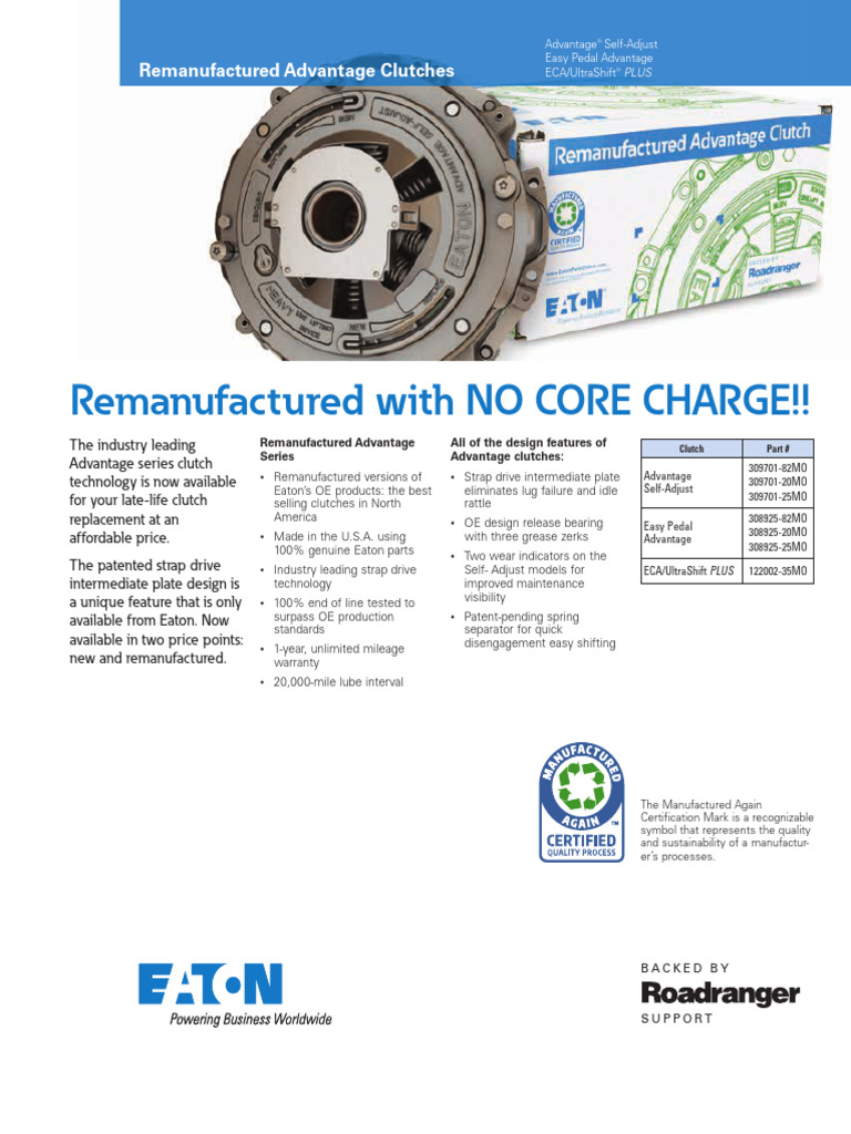 Eaton Remanufactured Clutches Brochure en | PDF | Clutch | Manual ...