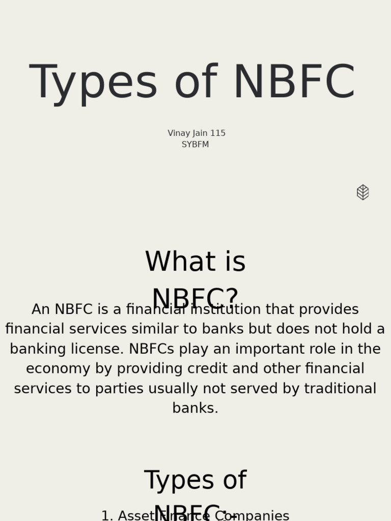 Types of NBFC - 20240827 - 185900 - 0000 | PDF