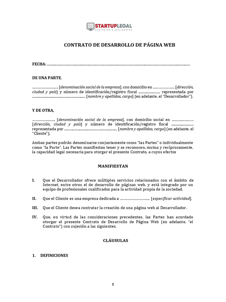 Contrato de Desarrollo de Pagina Web | PDF