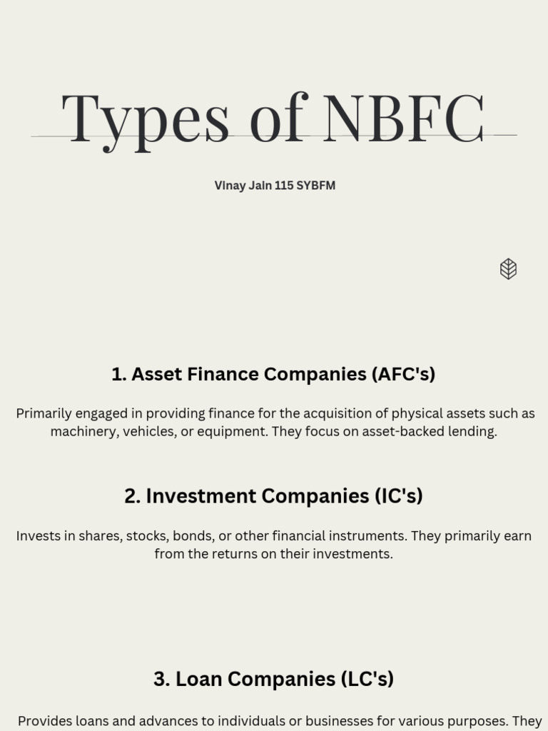 Types of NBFC - 20240827 - 174358 - 0000 | PDF