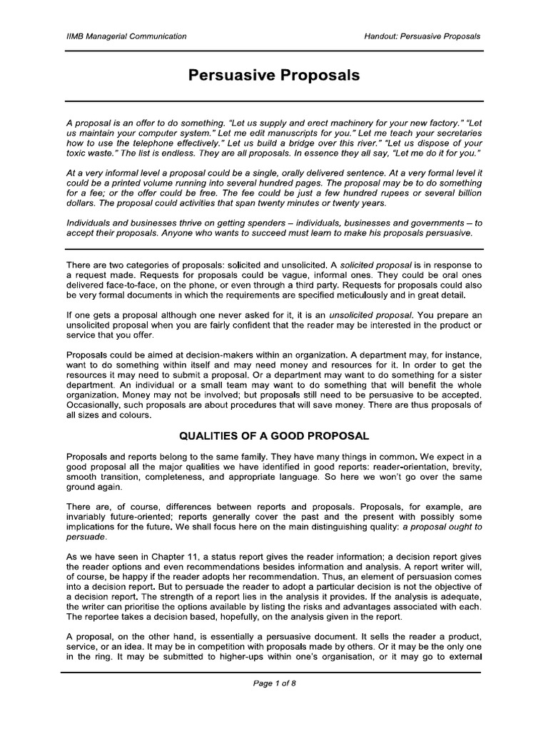 Persuasive Proposal Writing | PDF