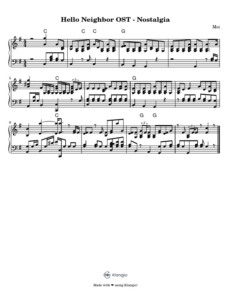 Hello Neighbor OST - Nostalgia | PDF