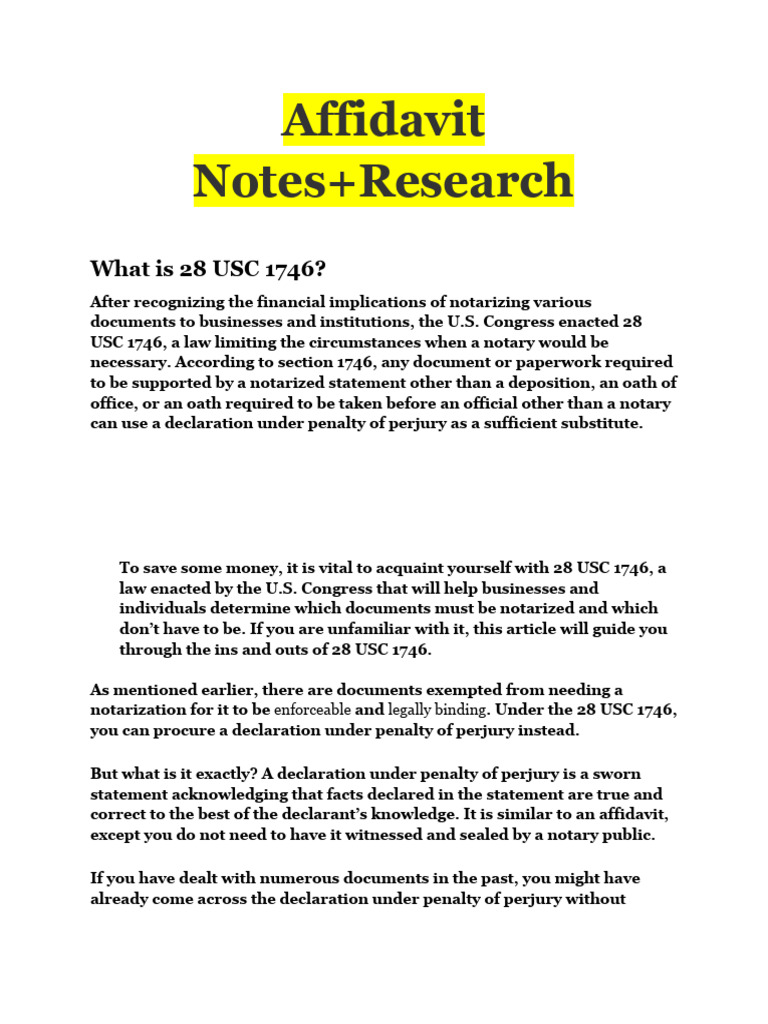Affidavit Notes Research | PDF