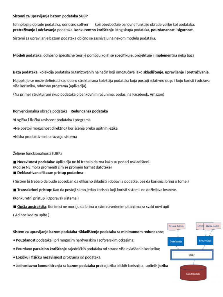 Sistemi Za Upravljanje Bazom Podataka SUBP | PDF