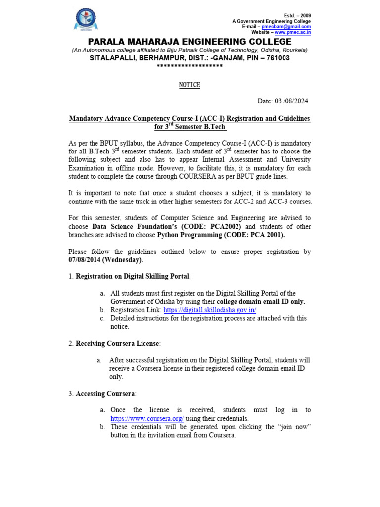 Parala Maharaja Engineering College: Sitalapalli, Berhampur, Dist ...