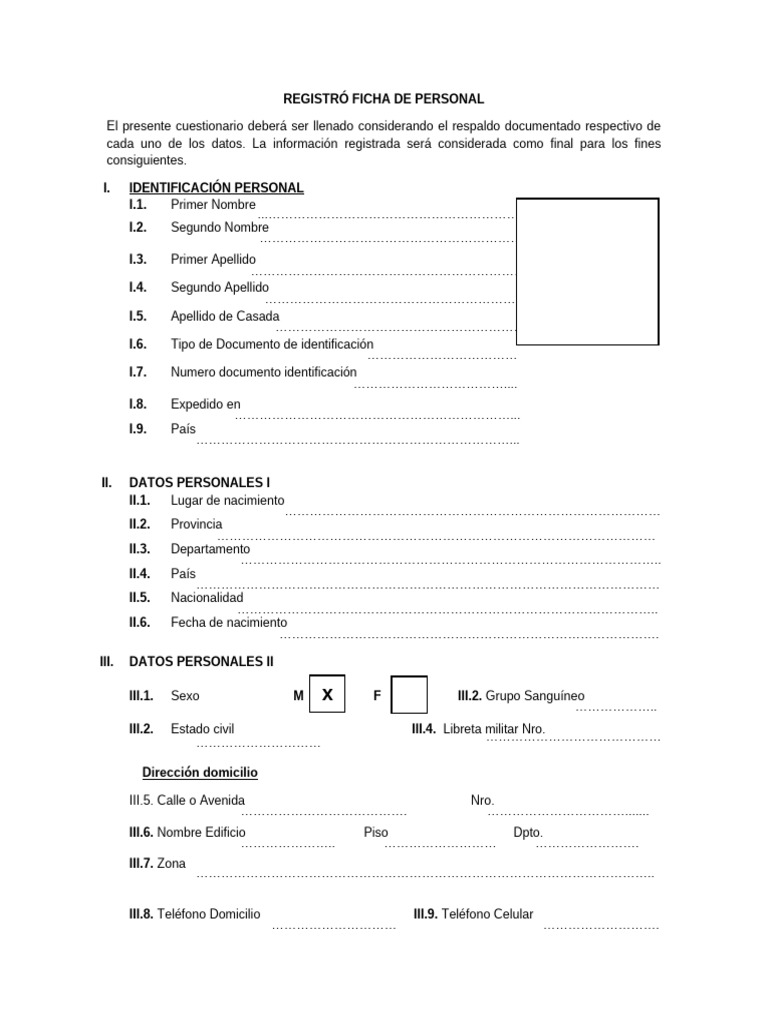 REGISTRÓ FICHA DE PERSONAL | PDF