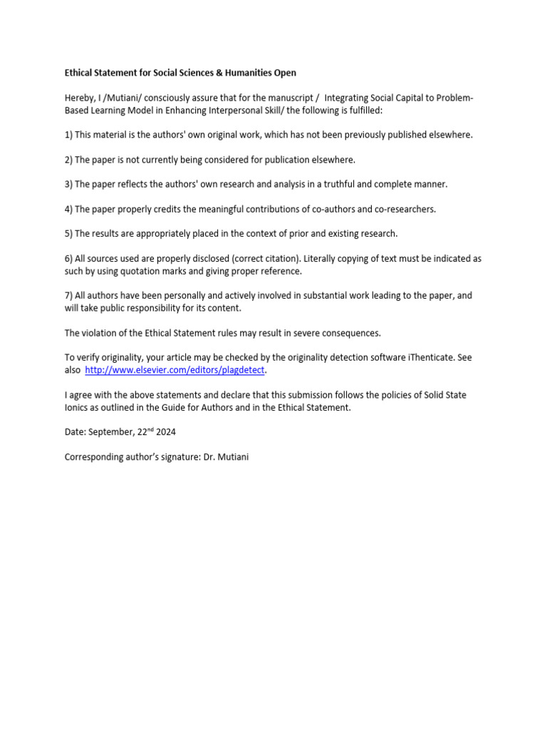 Ethical Statementsosi | PDF