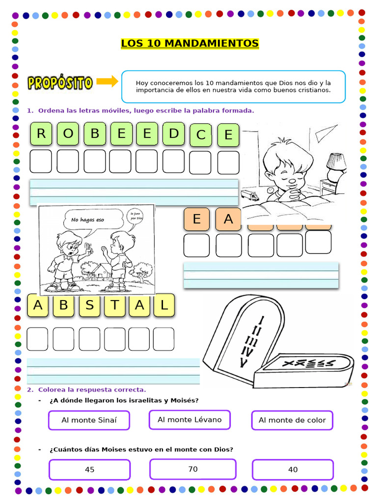 MARTES B - Ficha - Los Diez Mandamientos | PDF