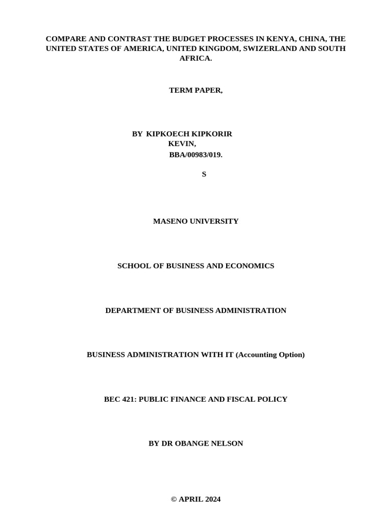 Budget Processes in Kenya and Beyond | PDF | United States Budget ...